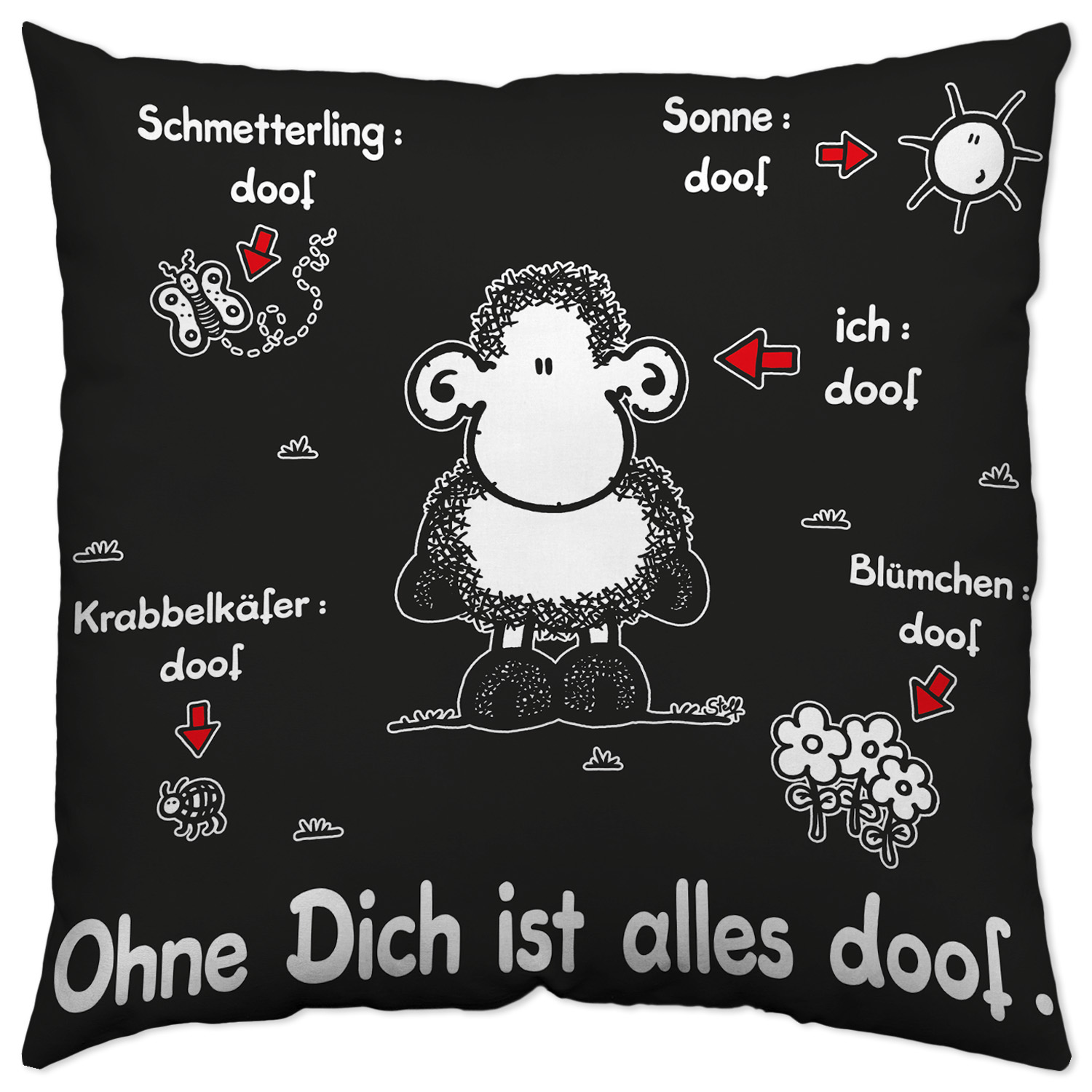 Baumwollkissen »Ohne Dich ist alles doof.« | sheepworld